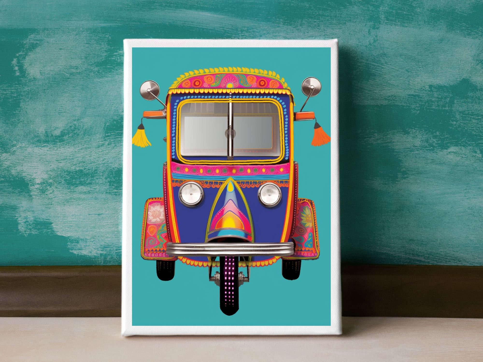 Indian Art Style Auto Rickshaw Illustration Local Transport Urban Art ...