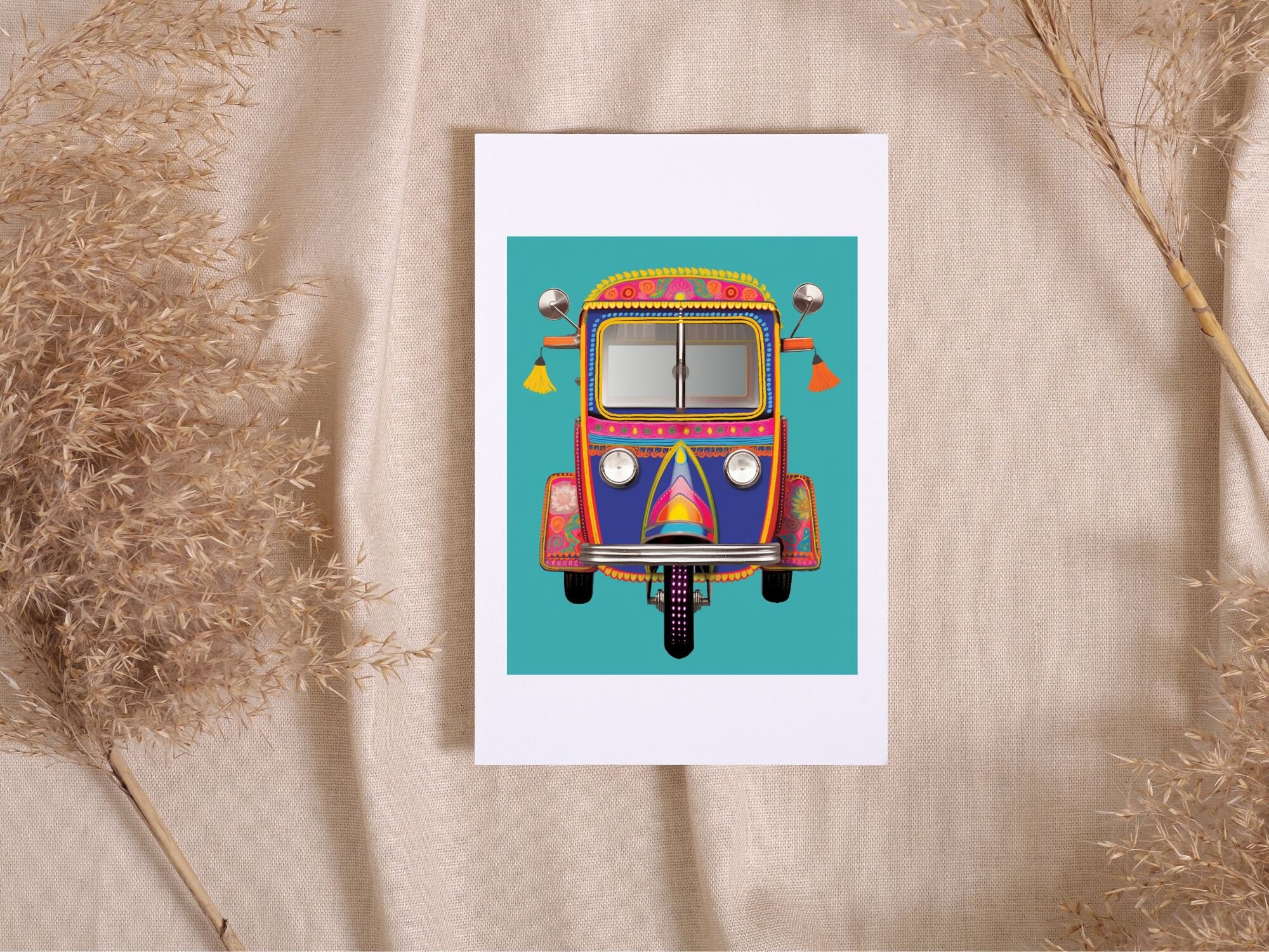 Indian Art Style Auto Rickshaw Illustration Local Transport Urban Art ...