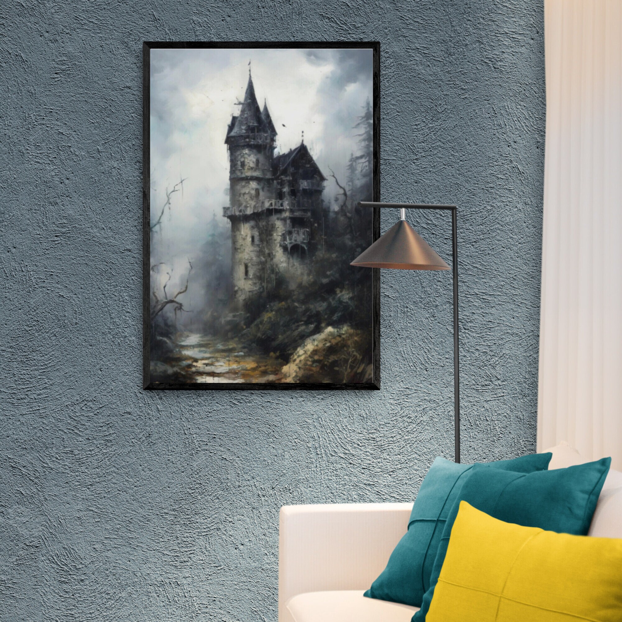 Mysterious Gothic Castle Dark Oil Painting for Home Decor Large Castle ...