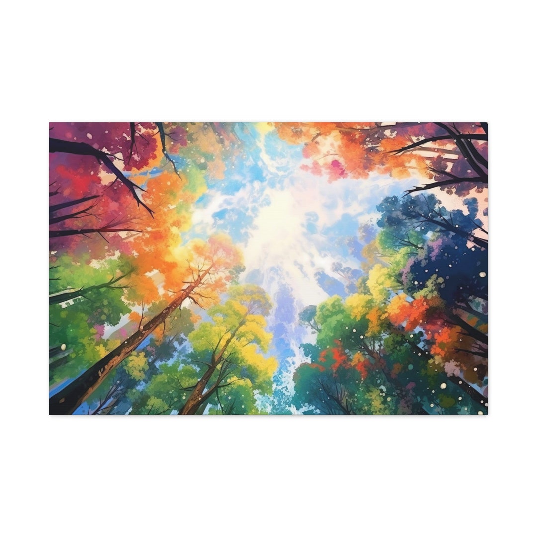 Rainbow Trees in the Sky Wall Art Colorful Trees in the Sky - Etsy