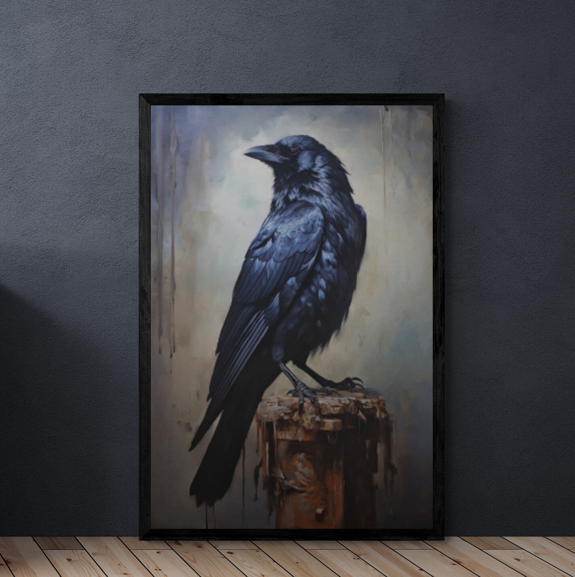 Gothic Raven Oil Painting Dark Art Painting for Home Decor Raven Print ...
