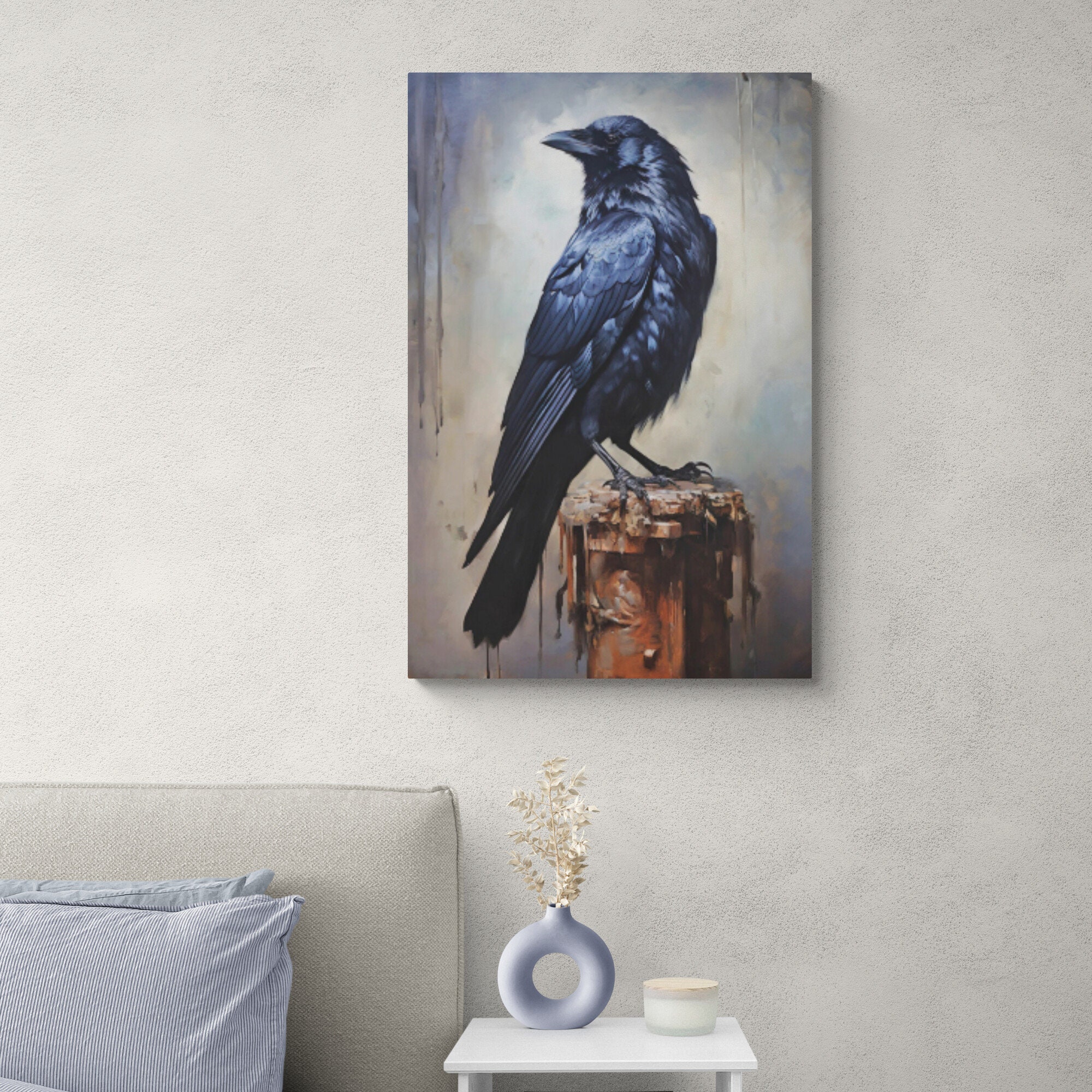 Gothic Raven Oil Painting Dark Art Painting for Home Decor Raven Print ...