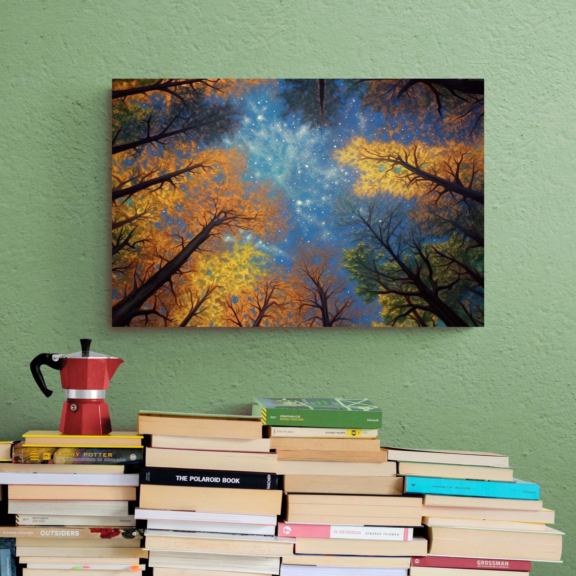 Trees in the Starry Night Wall Art Night Sky Landscape Night View ...