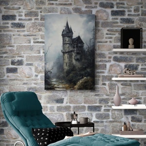 Mysterious Gothic Castle Dark Oil Painting for Home Decor Large Castle ...