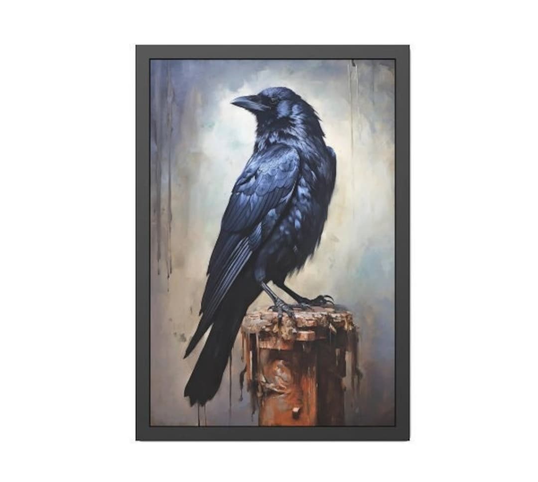 Gothic Raven Oil Painting Dark Art Painting for Home Decor Raven Print ...