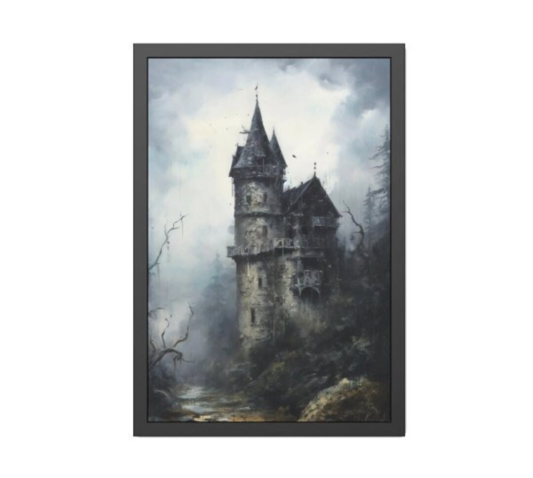 Mysterious Gothic Castle Dark Oil Painting for Home Decor Large Castle ...