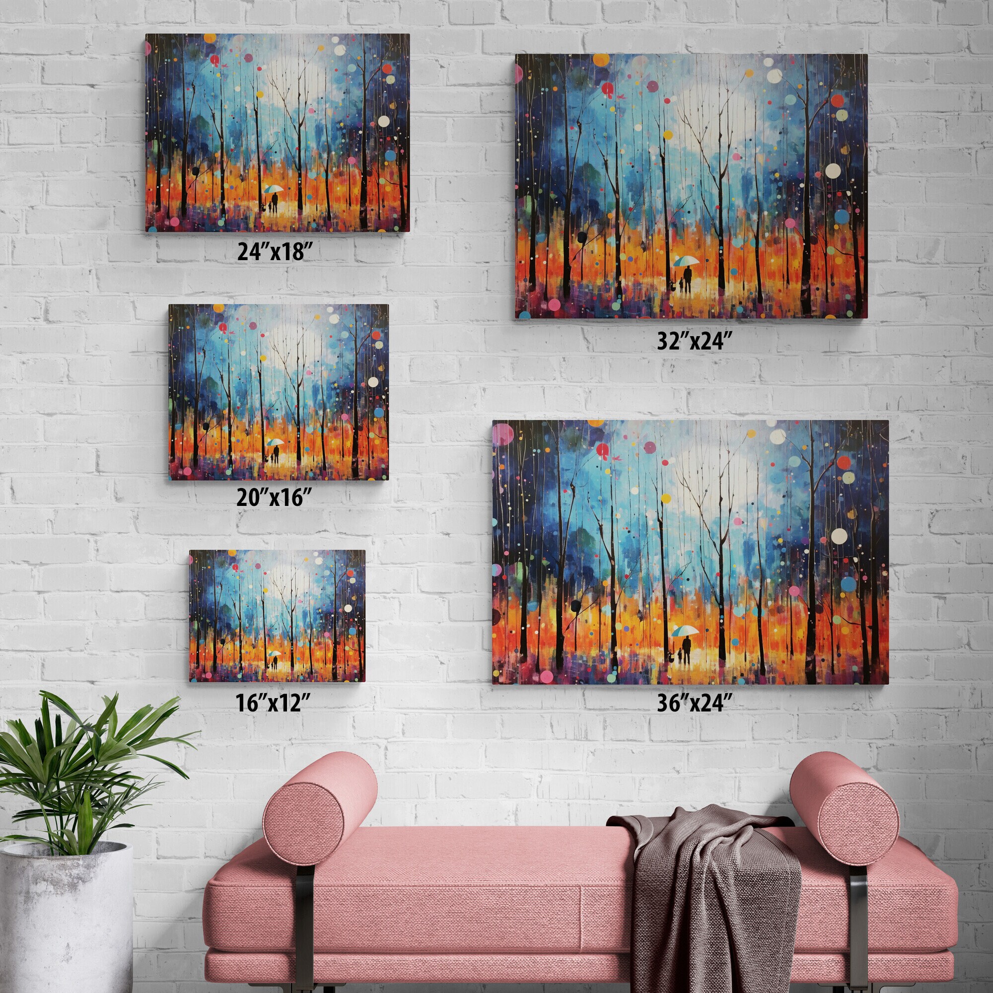 Enchanted Forest Abstract Art With Vibrant Colors and Moonlit Whimsy ...