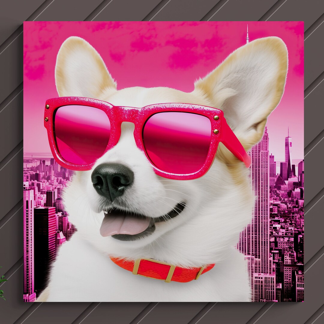 Corgie Chic Art Canvas Dog Pop Art Corgie Dog Painting Cityscape Dog ...