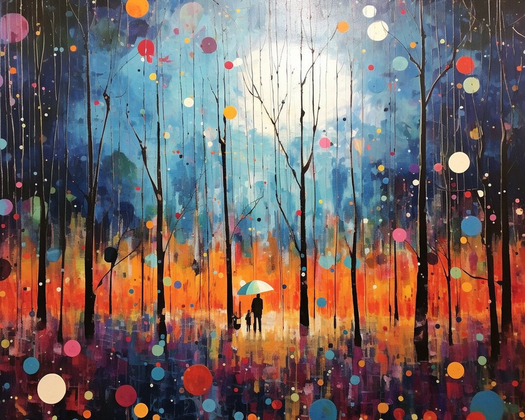 Enchanted Forest Abstract Art With Vibrant Colors and Moonlit Whimsy ...