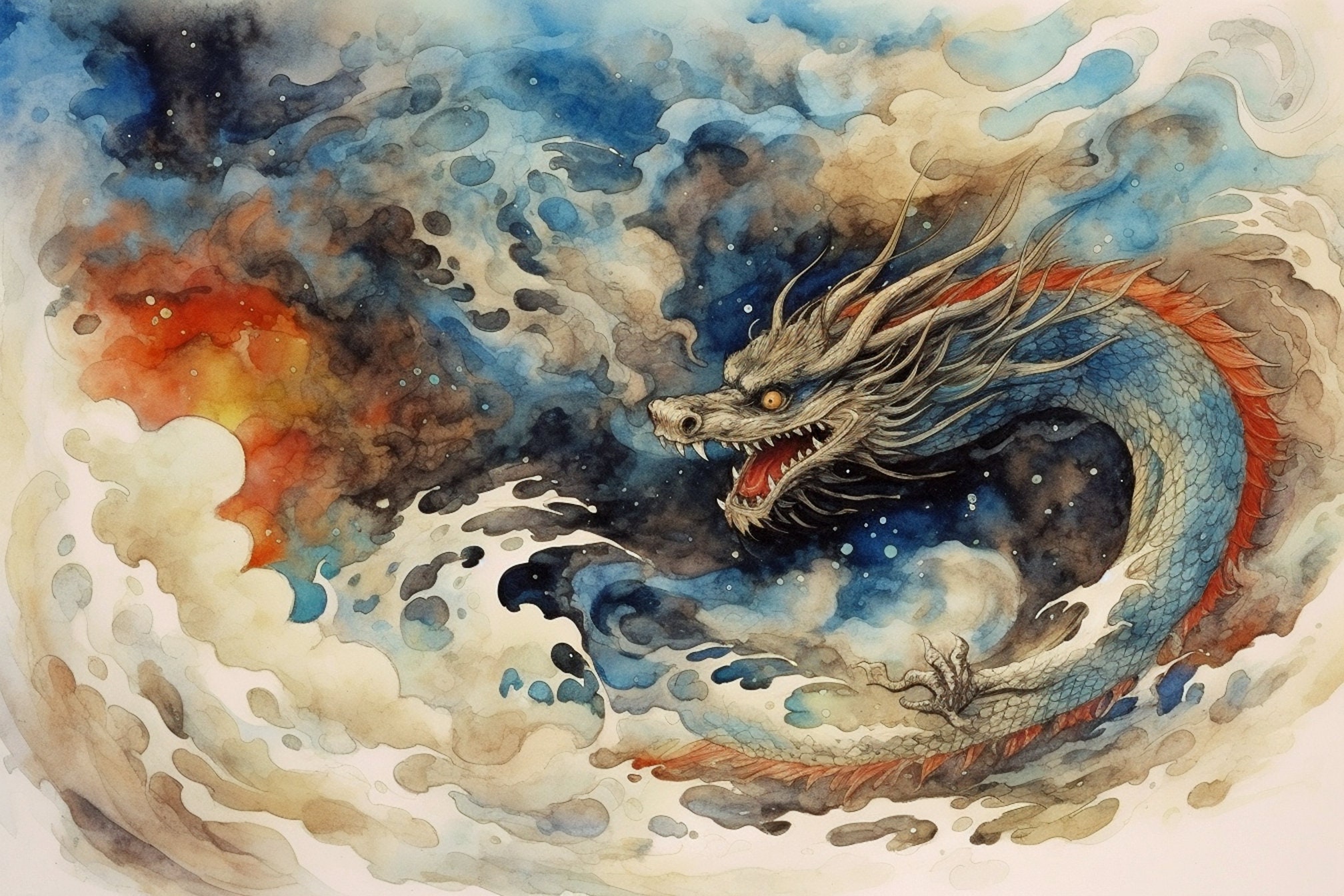 Stunning Asian Dragon Art Chinese Dragon Canvas Art Rolled Art Print of ...