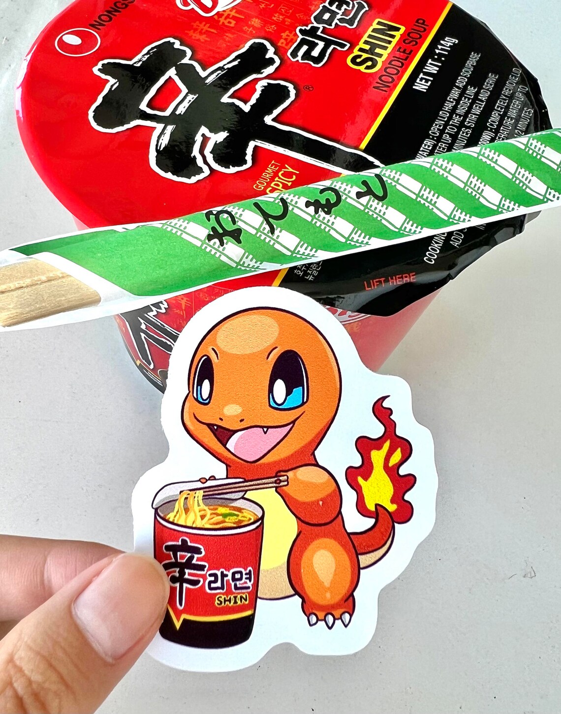 Charmander Eating Ramen Sticker, Charmander Sticker, Pokemon Sticker ...