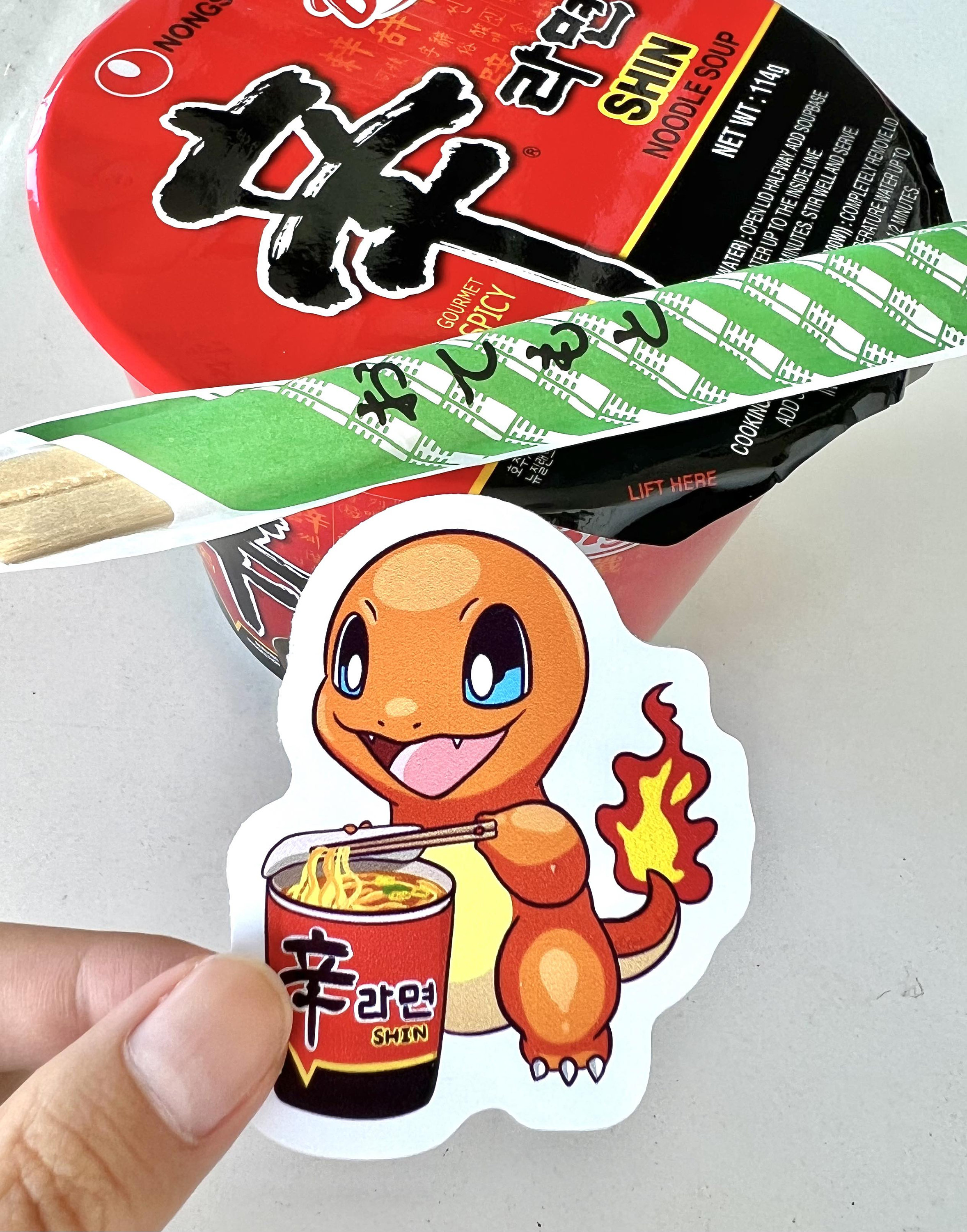 Charmander Eating Ramen Sticker, Charmander Sticker, Pokemon Sticker ...