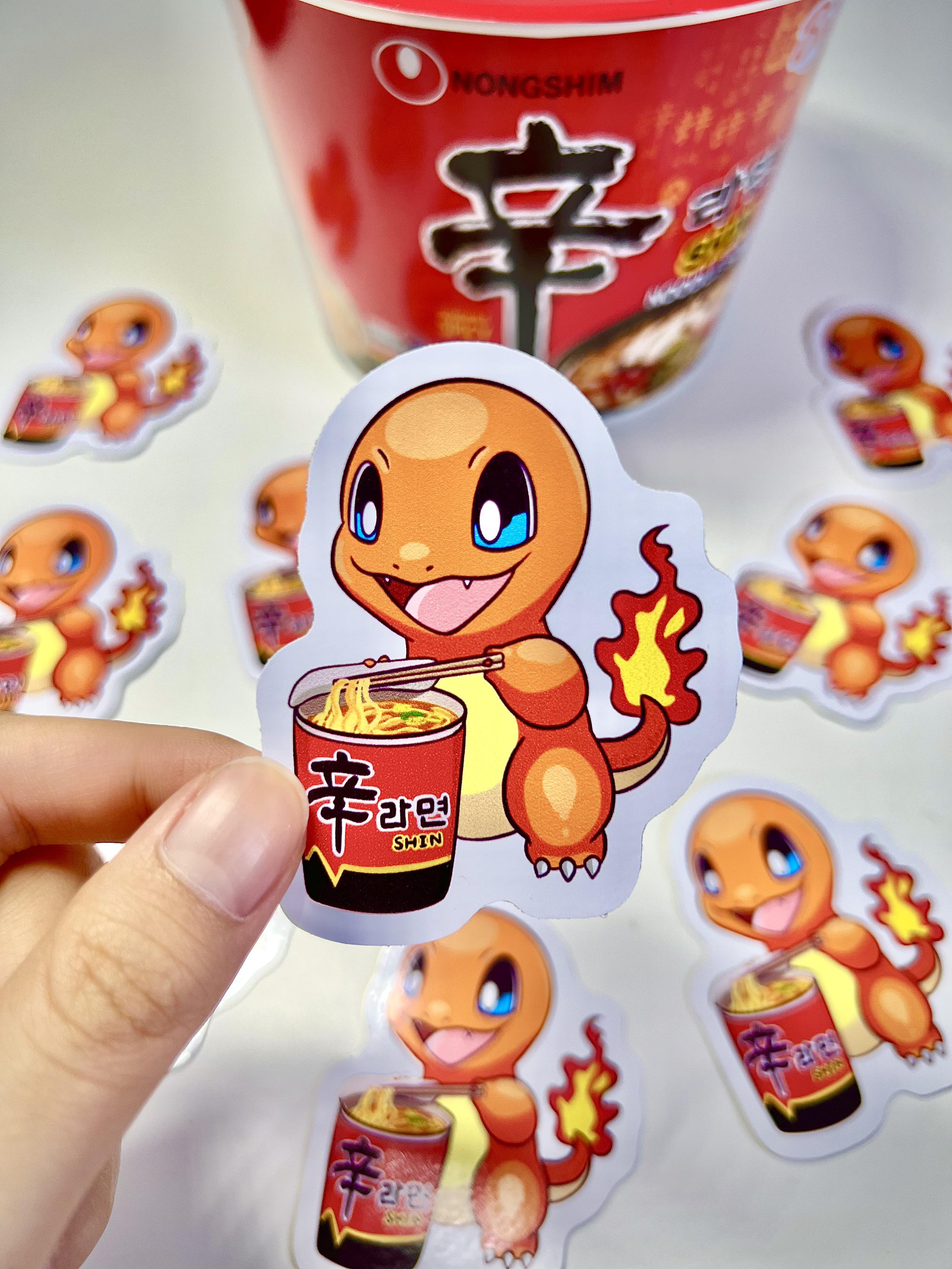 Charmander Eating Ramen Sticker, Charmander Sticker, Pokemon Sticker ...