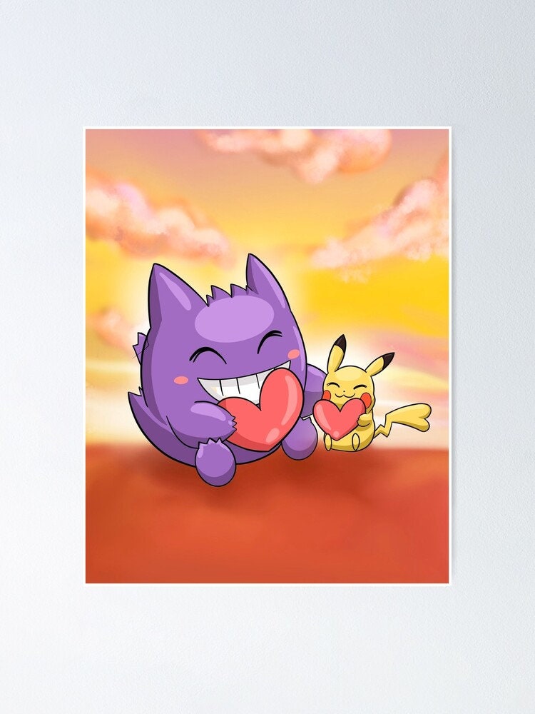 Gengar Art Print, Pikachu Pokemon Print, Pokemon Art, Wall Decor ...
