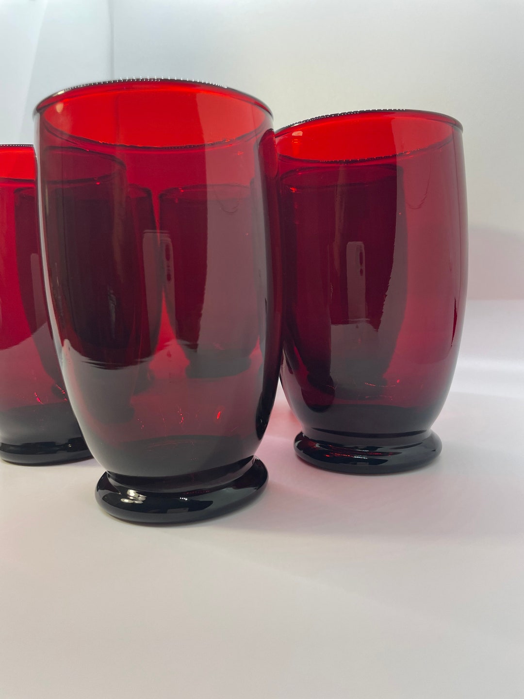 4 3/4 “ Vintage Anchor Hocking Footed High Ball Glasses - Set of 6 - Etsy