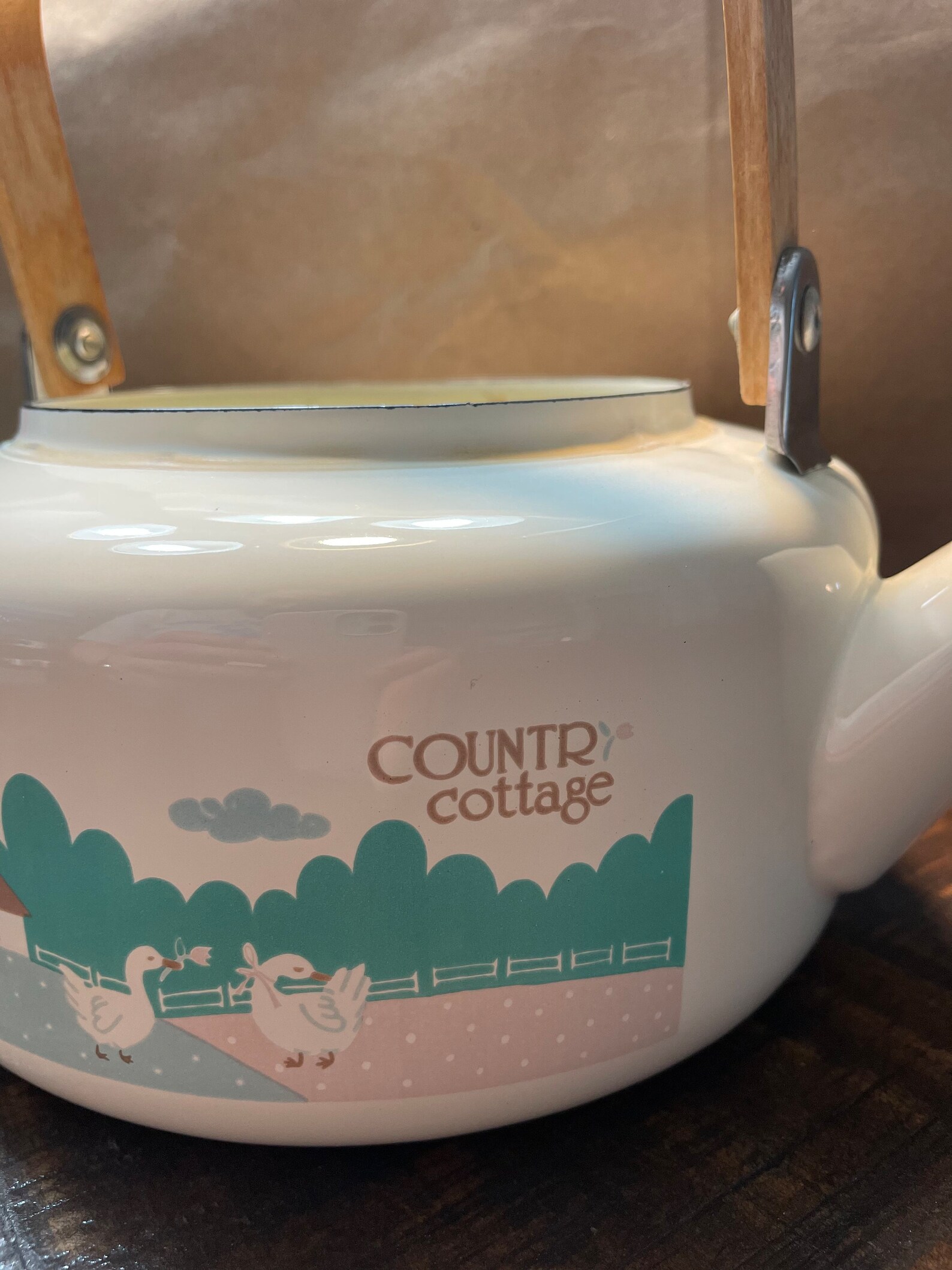 Vintage National Houseware Enamel Teapot Kettle Country Farmhouse With ...