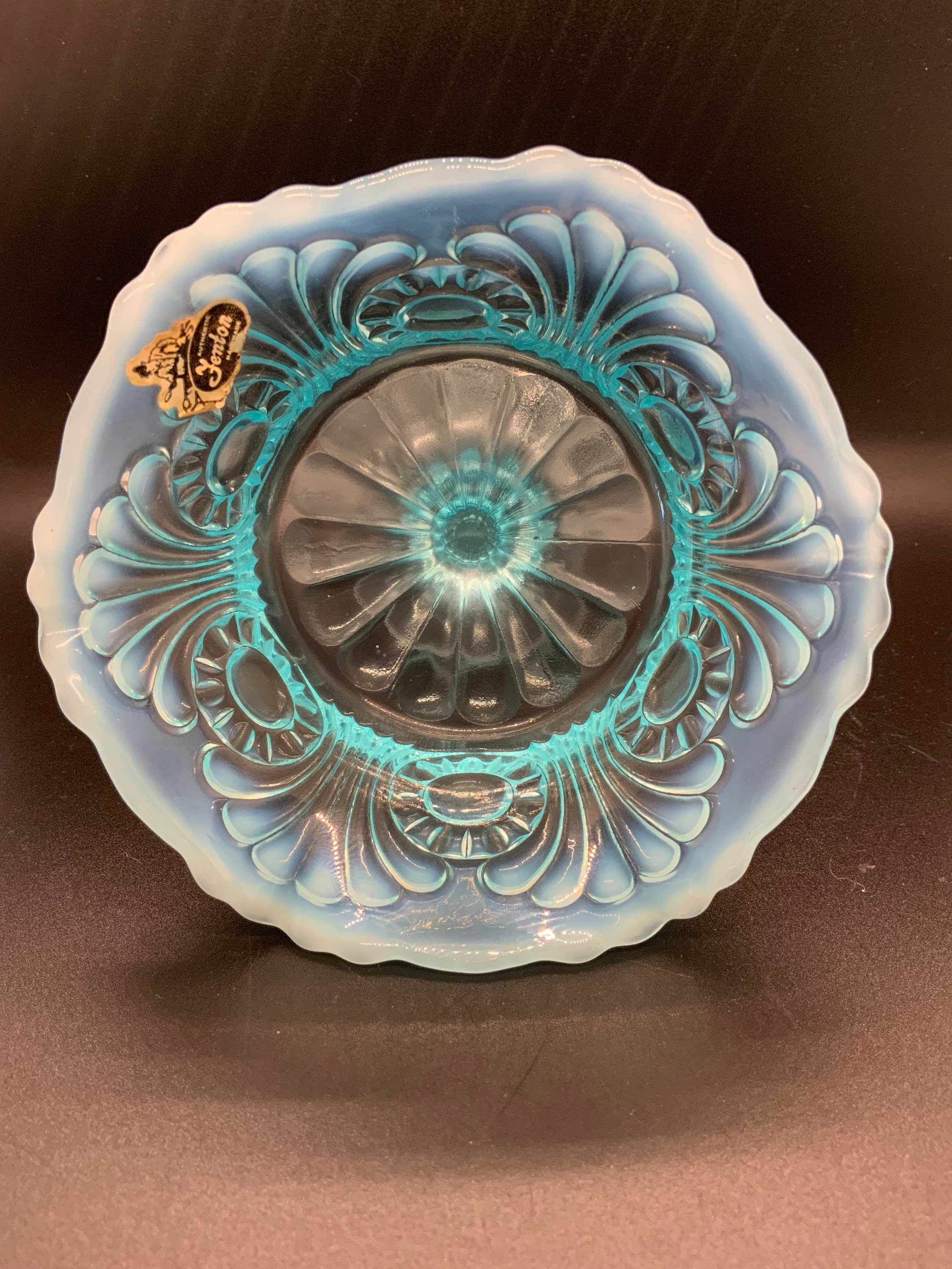 Vintage Fenton Blue Opalescent Eye and Scroll Compote - Etsy