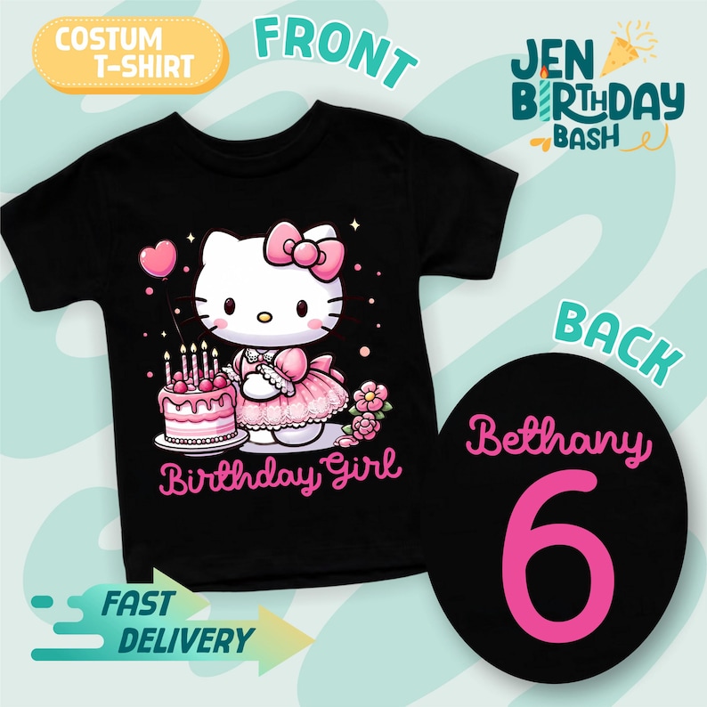 Camiseta de cumpleaños de Kitty, camiseta familiar a juego, camiseta ...