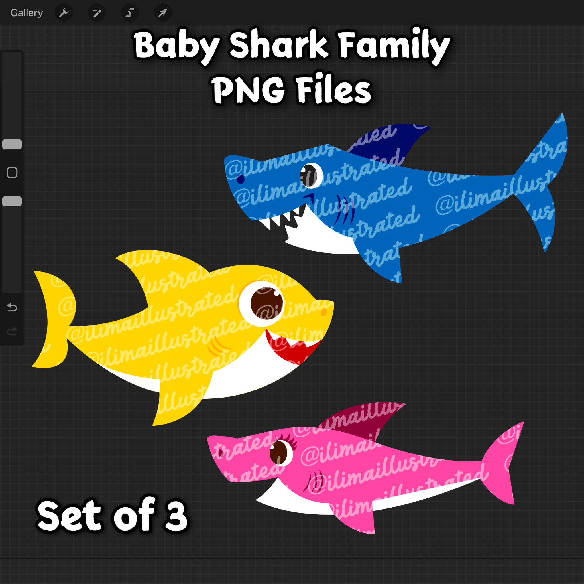 Baby Shark Family PNG Files Side Profile | Etsy