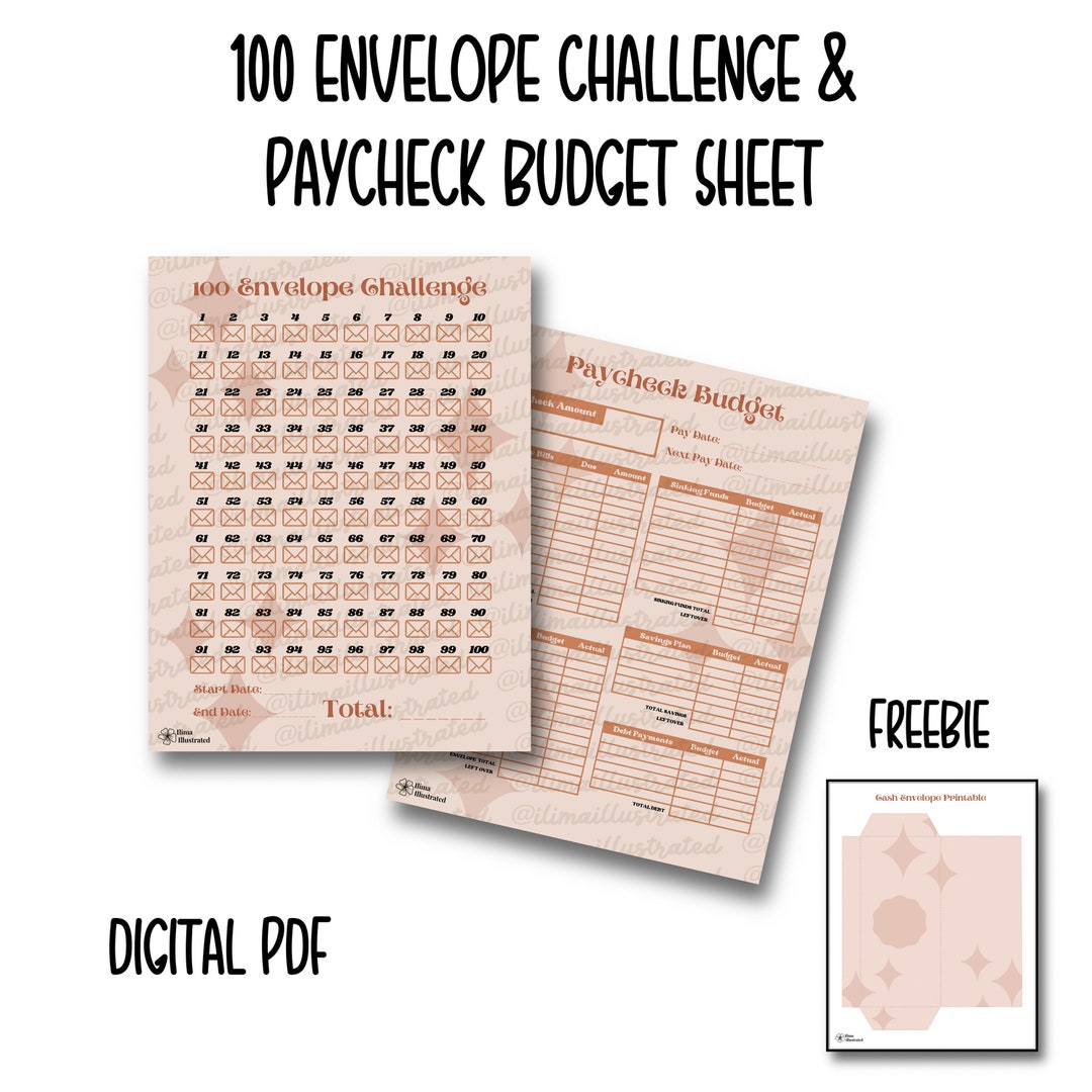 100 Envelope Challenge/paycheck Budget Sheet - Etsy
