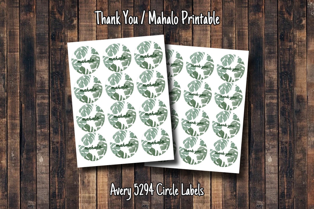 Thank You/mahalo Circle Label Printable (monstera) - Etsy