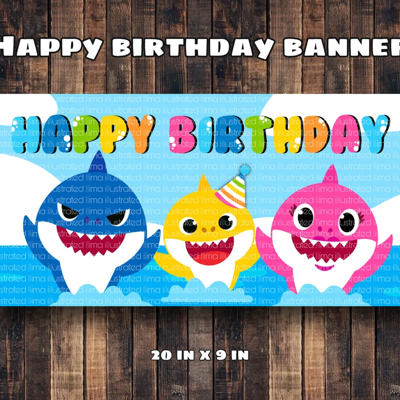 Shark Birthday Banner - Etsy