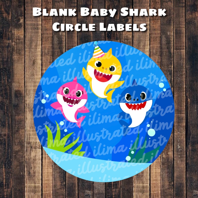 Shark Blank Circle Labels Etsy