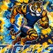 Tigers Track Mascot PNG Digital File. Blue & Yellow Variant. OTHER ...