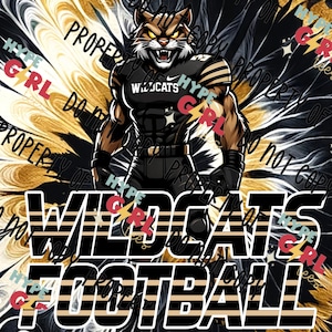 Wildcats / Bobcats Football PNG Digital File. Black & Gold Variation ...