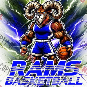 Rams Basketball Mascot PNG, Digital File. Rams Logo. Blue & White ...