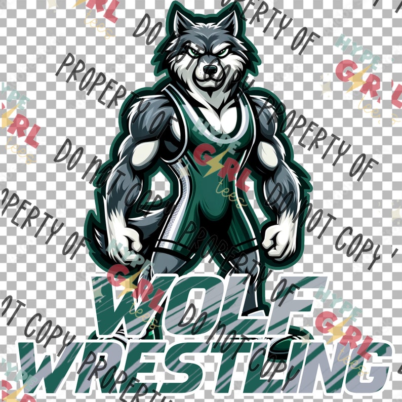 Wolf Wrestling Mascot PNG, Digital File. Wolf Logo. Green & White ...