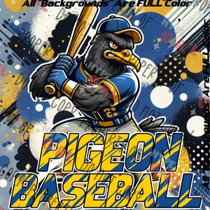 Pigeon Baseball Design PNG Digital File. Blue & White AND Blue Gold ...