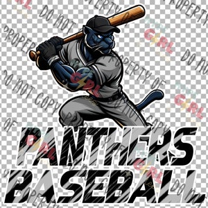 Panther Baseball Mascot PNG Digital File. Black & Grey Variant. OTHER ...