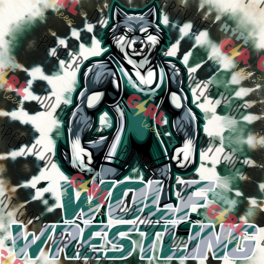 Wolf Wrestling Mascot PNG, Digital File. Wolf Logo. Green & White ...