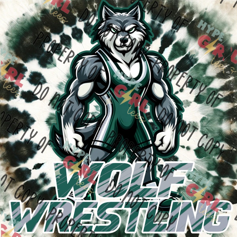 Wolf Wrestling Mascot PNG, Digital File. Wolf Logo. Green & White ...