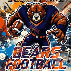 Bears Football PNG Digital File. Navy & Orange Variation. Other Colors ...