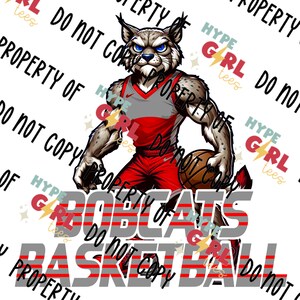 Bobcats Basketball Mascot PNG, Digital File. Bobcat Logo. Red & Grey ...