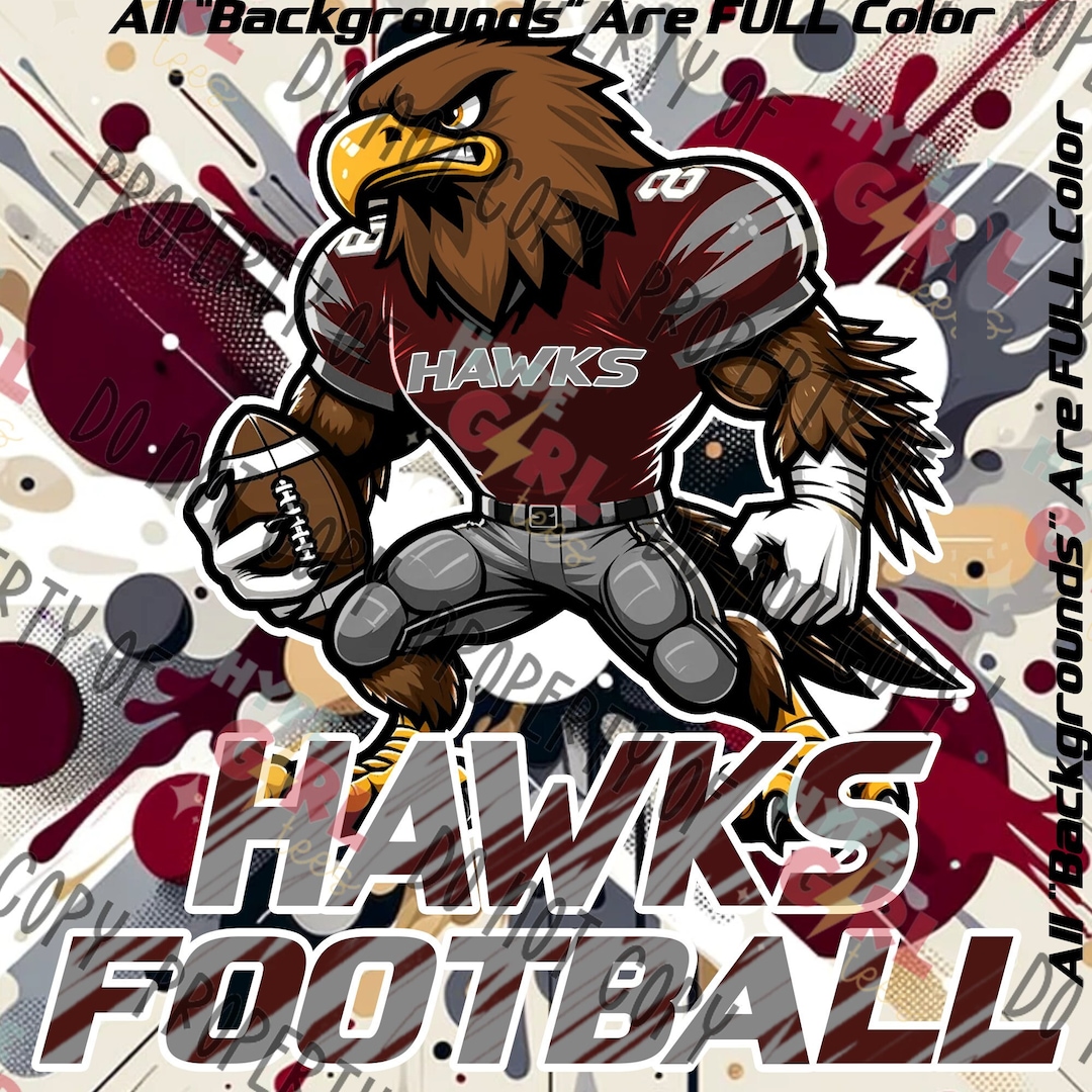 Hawks Football PNG Digital File. Maroon & Silver Variation. Other ...
