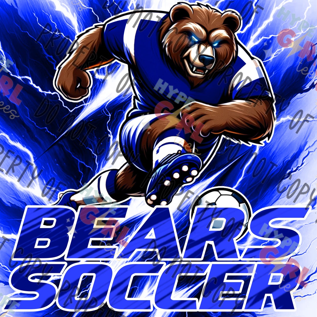Bears Soccer Mascot PNG Digital File Blue & White Version. OTHER Colors ...