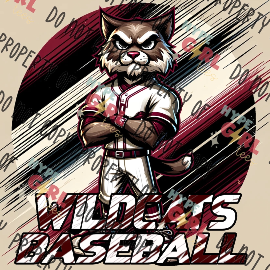 Wildcats Baseball Mascot PNG Digital File. Maroon & White Variant ...
