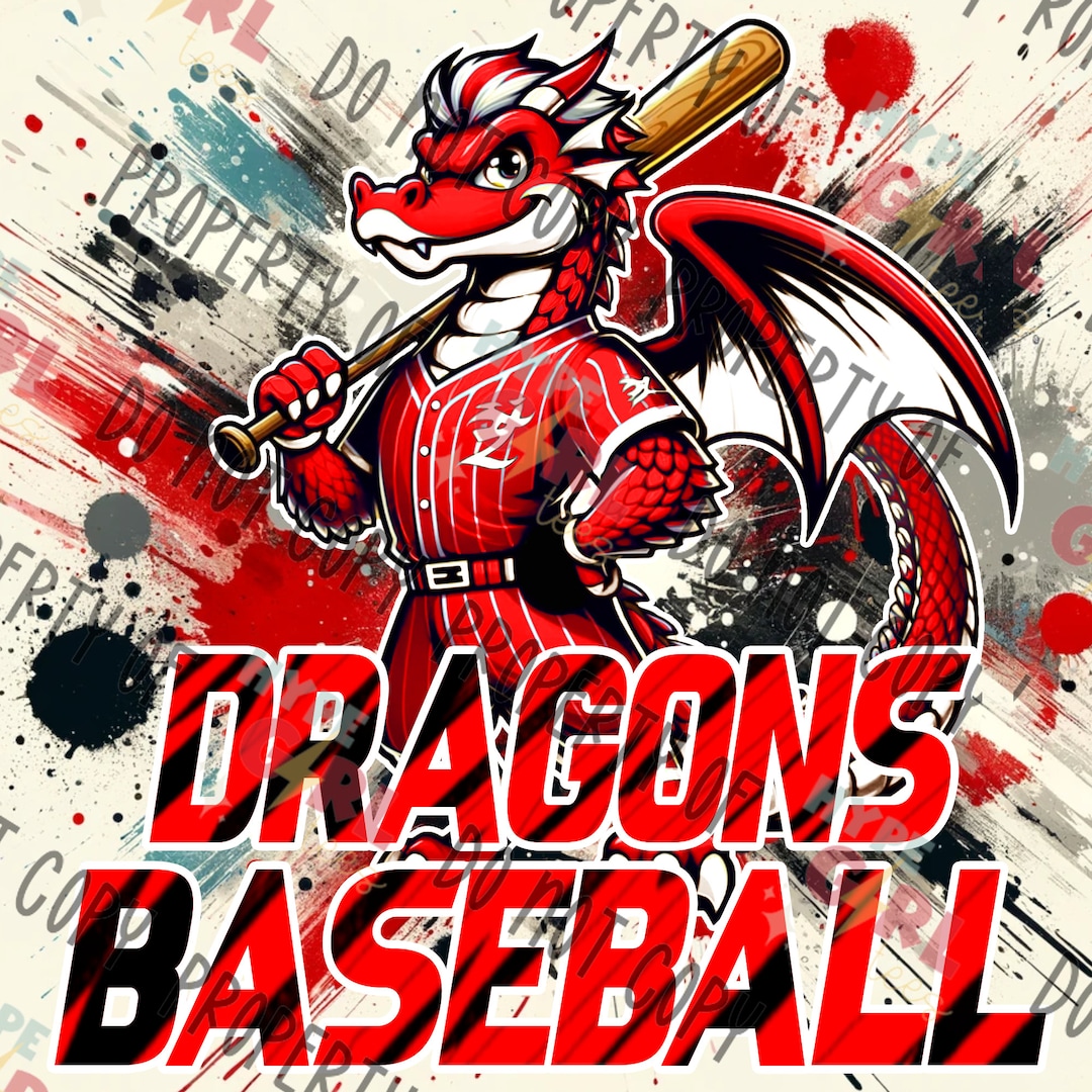 Dragons Baseball / Softball Mascot PNG Digital File. Red & White ...