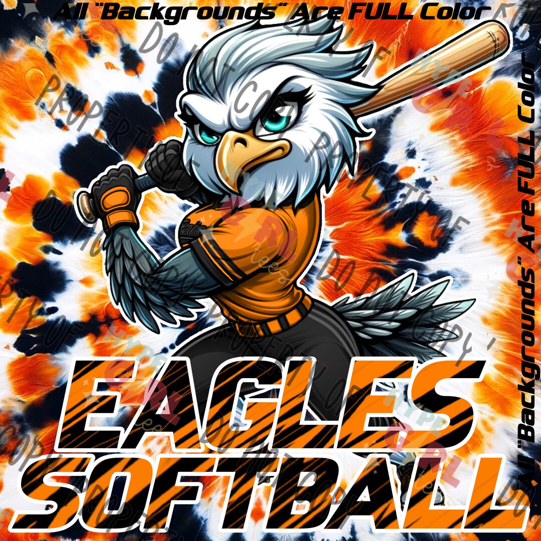 Lady Eagles Softball Mascot PNG Digital File. Black & Orange Variant ...