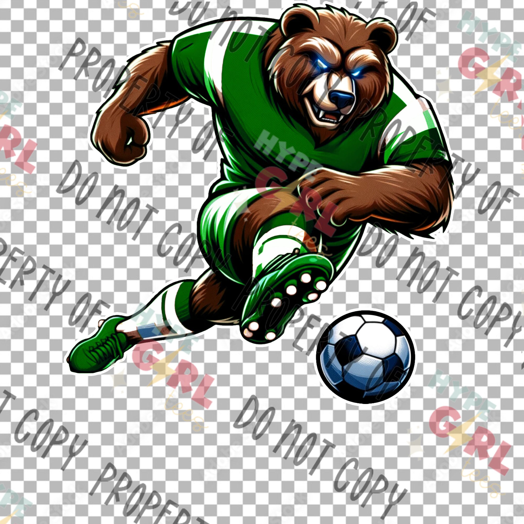Bears Soccer Mascot PNG Digital File Green & White Version. OTHER ...