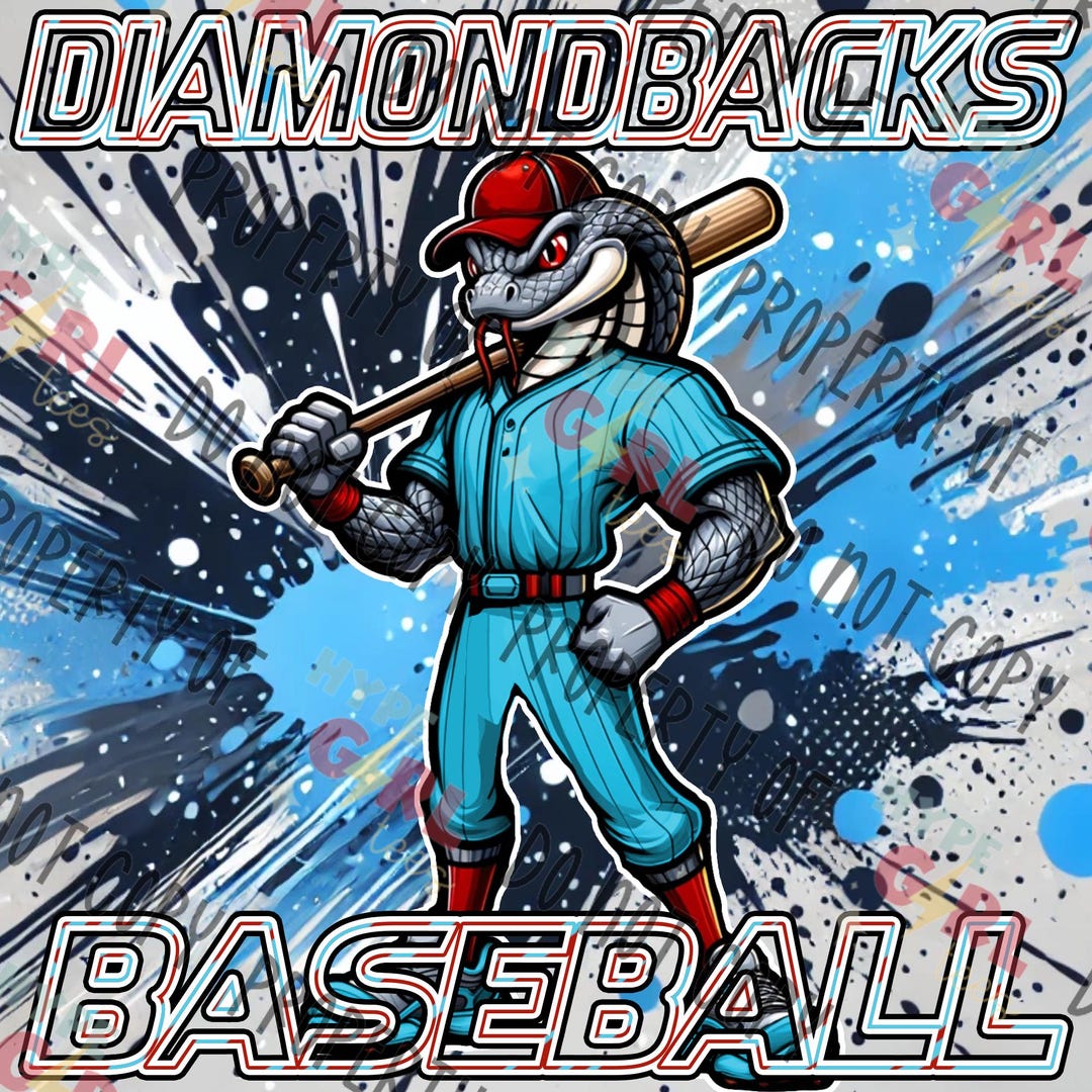 Diamondbacks Baseball Mascot PNG Digital File. Red & Blue Variant ...