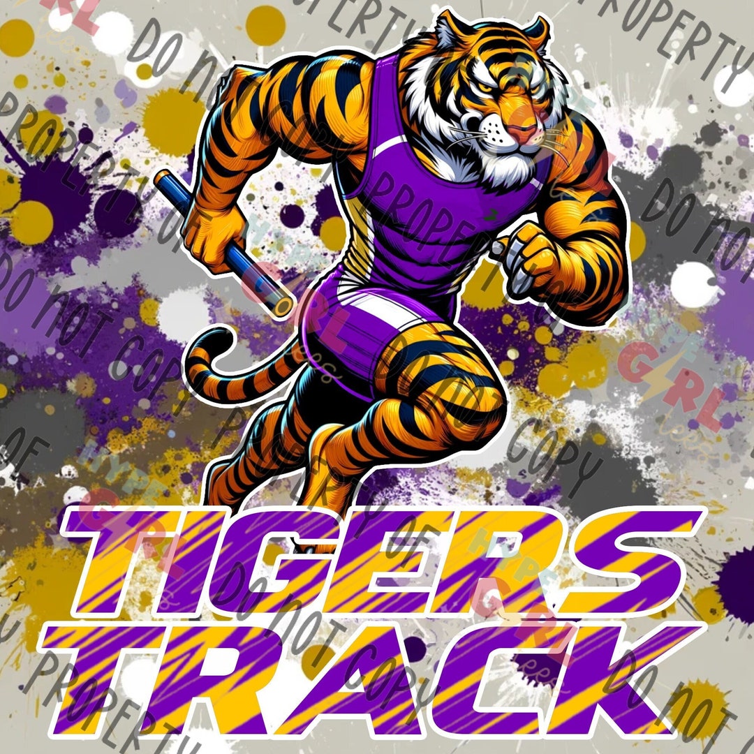 Tigers Track Mascot PNG Digital File. Purple & Gold Variant. OTHER ...