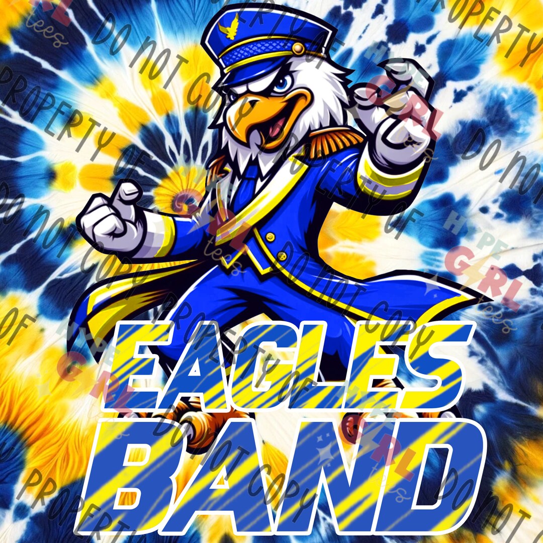 Eagles Marching Band Mascot PNG Digital File. Blue & Yellow Variant ...