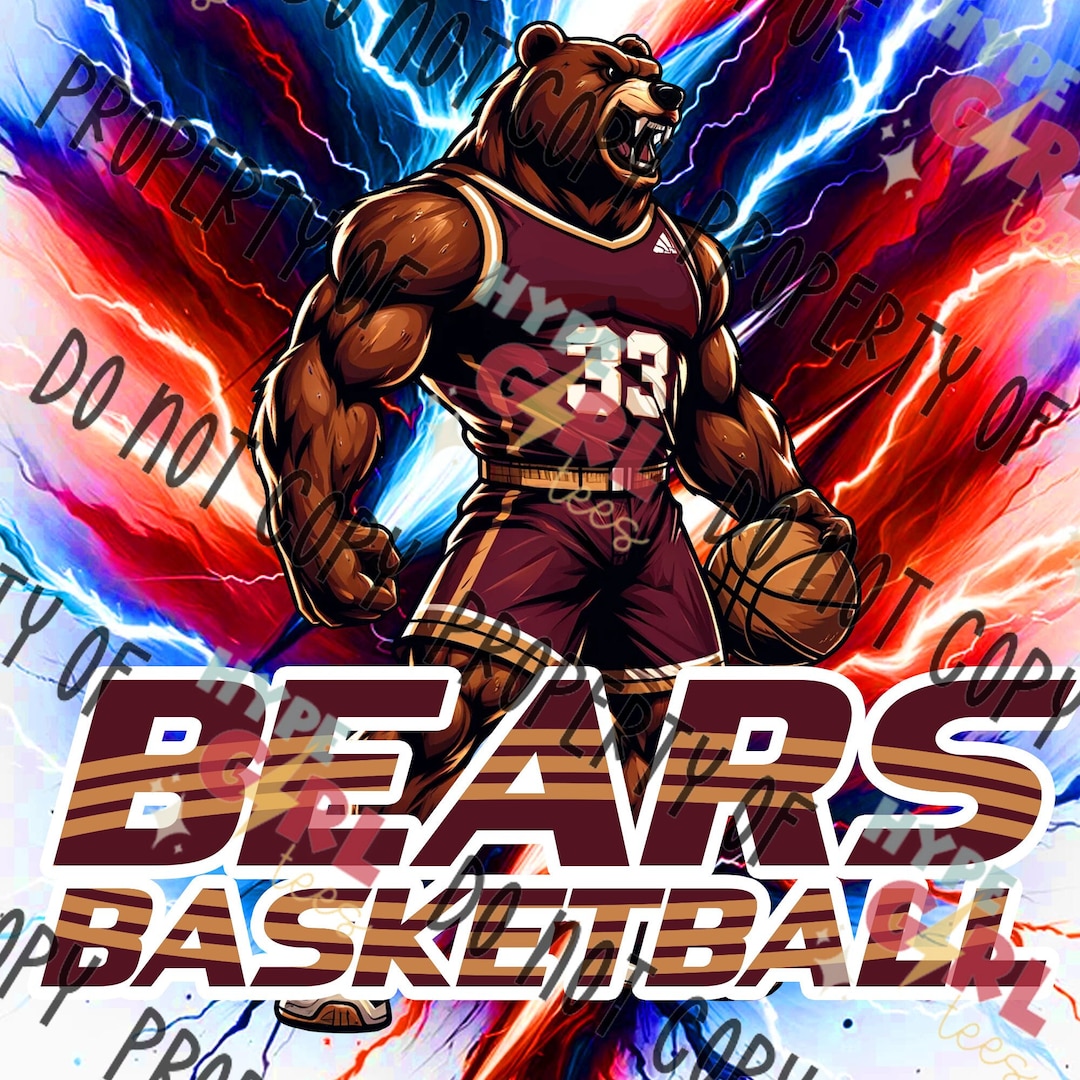 Bears Basketball Mascot PNG, Digital File. Bears Logo. Red & Gold ...