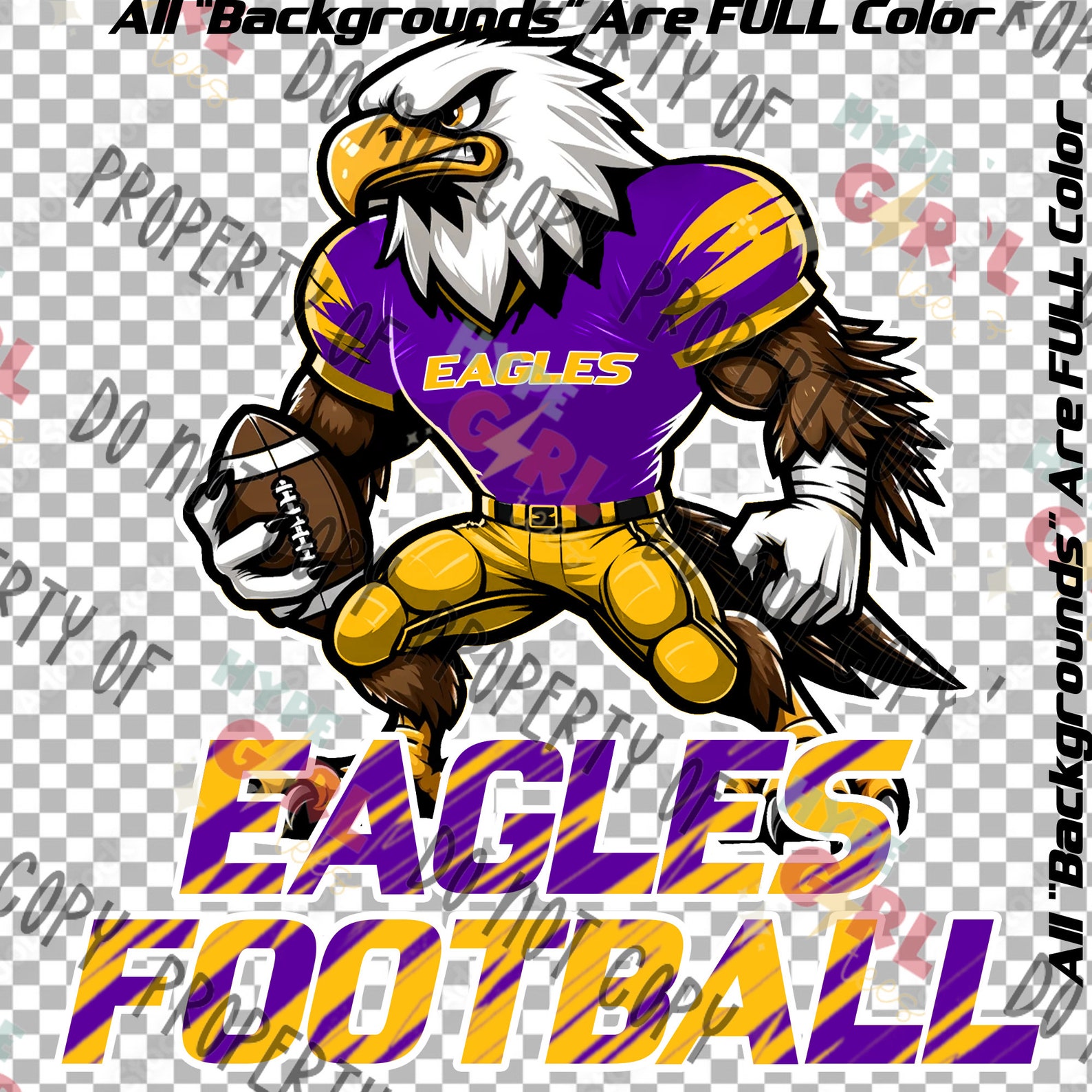 Eagles Football PNG Digital File. Purple & Gold Variation. Other Colors ...