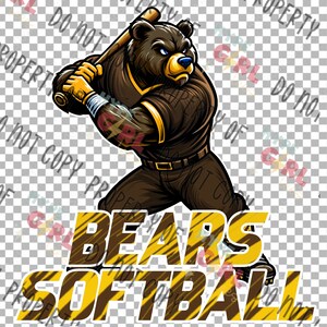 Bears Baseball Mascot PNG Digital File. Brown & Gold Variant OTHER ...