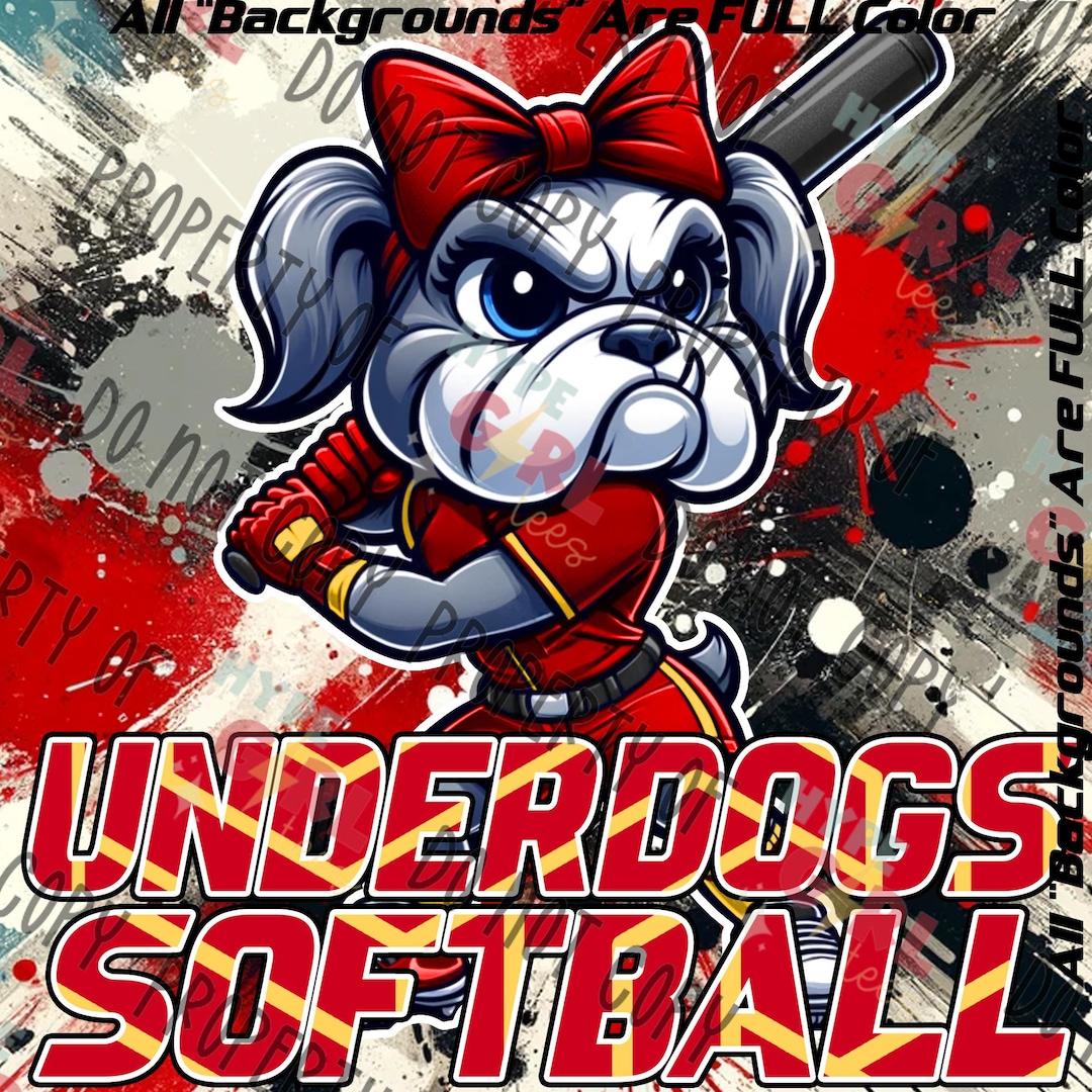 Lady Bulldogs Softball Design PNG Digital File. Red & Gold Version ...